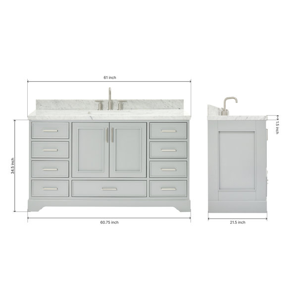 Winston Porter Peighten 61 Single Bathroom Vanity With Carrara Marble